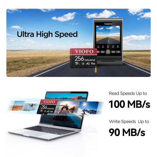 VIOFO 256GB Industrial Grade microSD Card, U3 A2 V30 High Speed Memory
