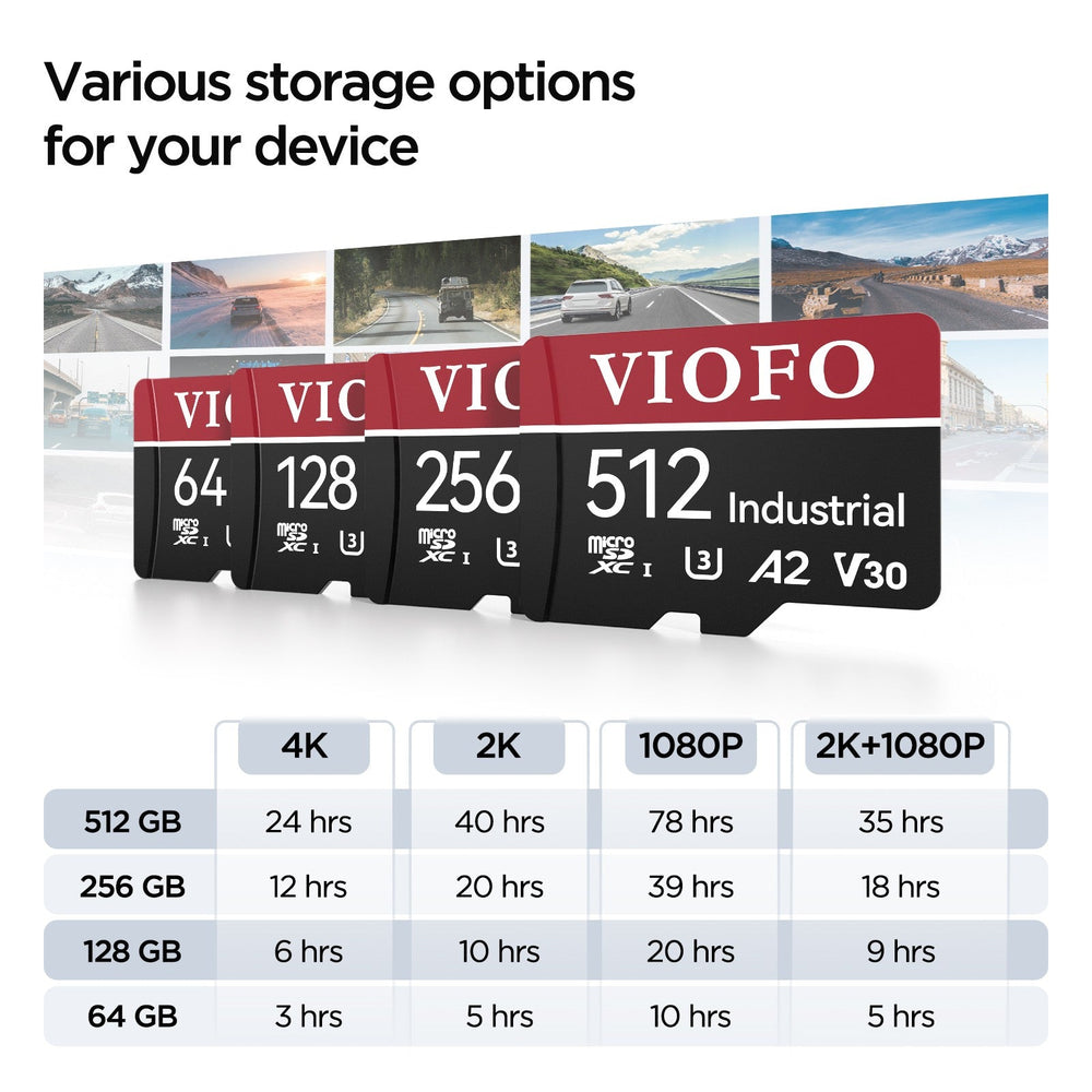 VIOFO Industrial microSD Card 32GB-256GB | U3 A2 V30 for Dash Cams